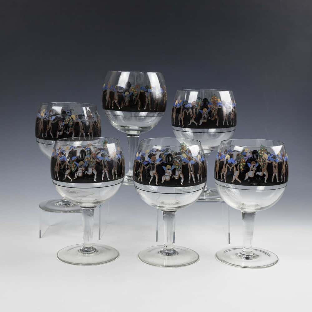 Six Large Signed Vetri Della Arte VEDAR Cocktail Glasses - thedesigngallery
