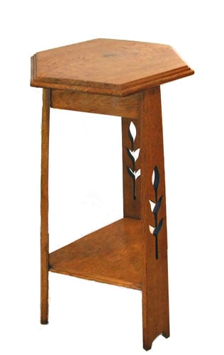 Arts and Crafts Oak Two Tier Side Table - thedesigngallery