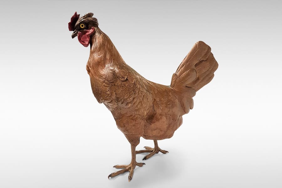 A Franz Bergman cold-painted Bronze Chicken - thedesigngallery