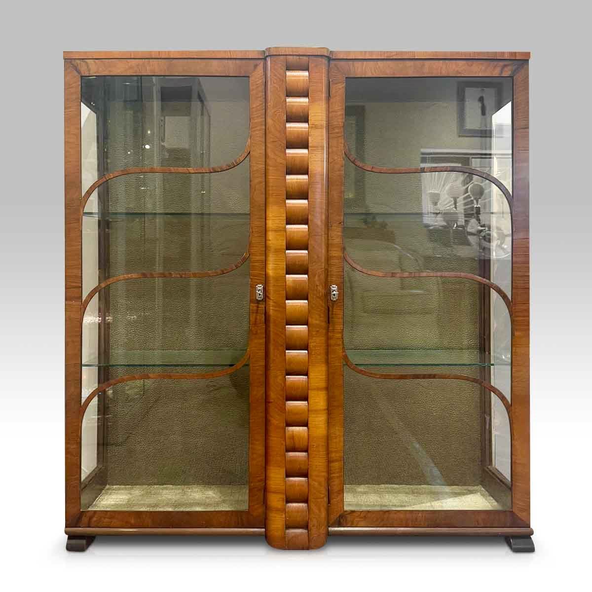 Art Deco Display Cabinet in walnut veneers SOLD - thedesigngallery