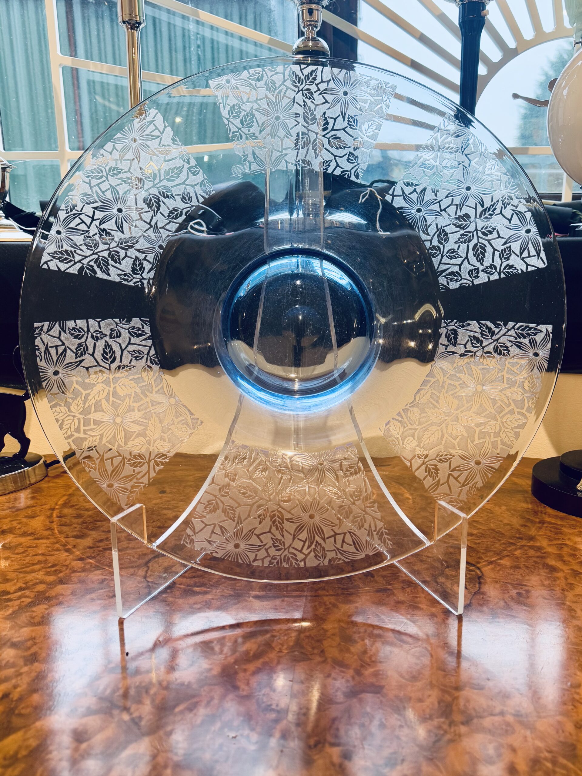 Art Deco large Blue Dish in the style of Daum - thedesigngallery